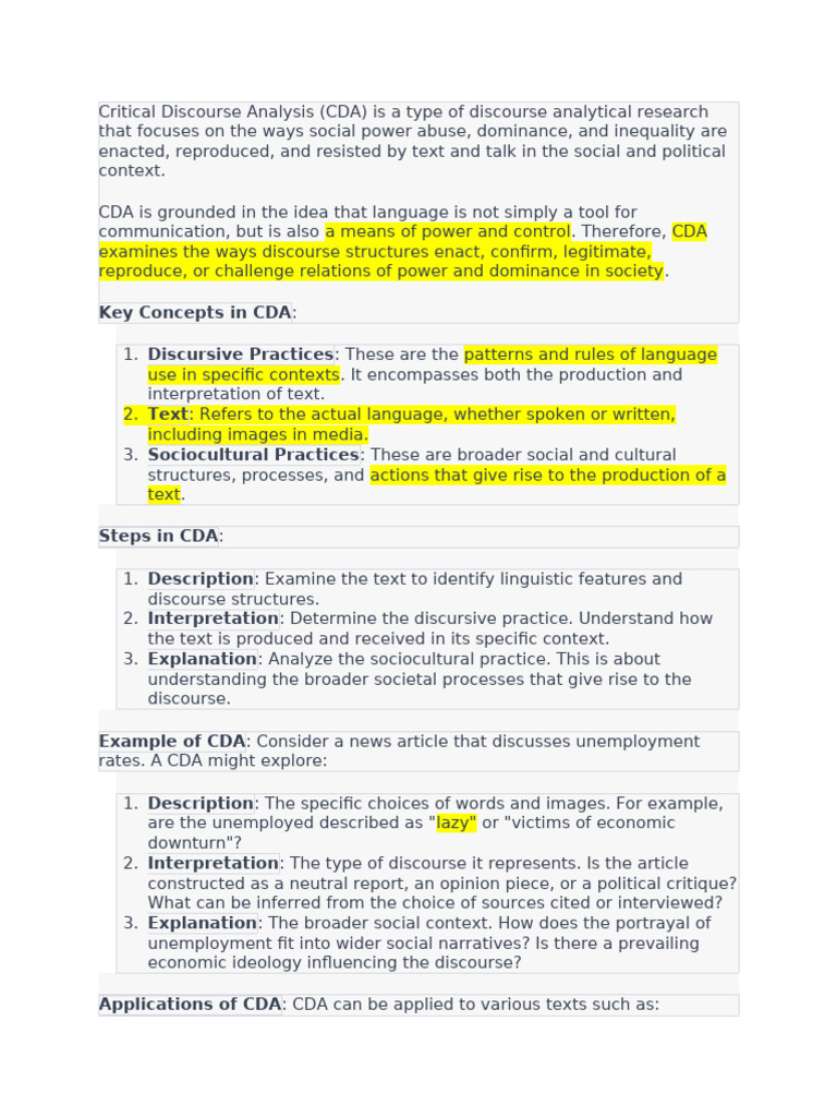 Critical Discourse Analysis | PDF | Discourse | Human Communication
