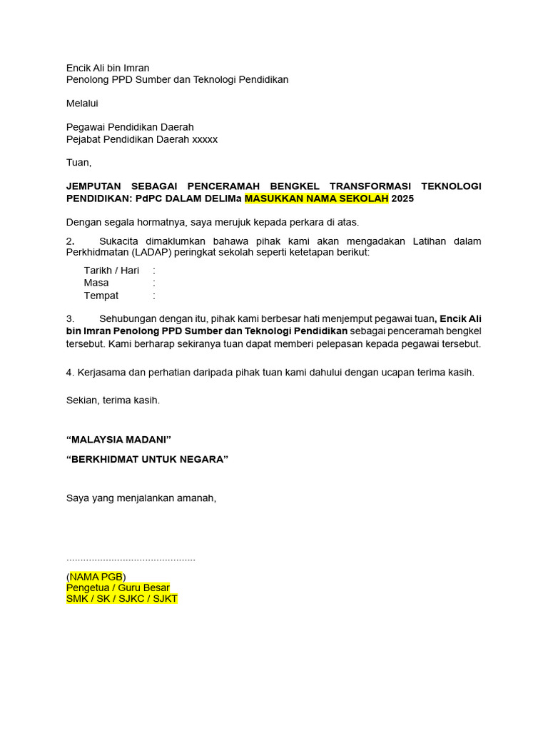 Surat Jemputan Penceramah | PDF