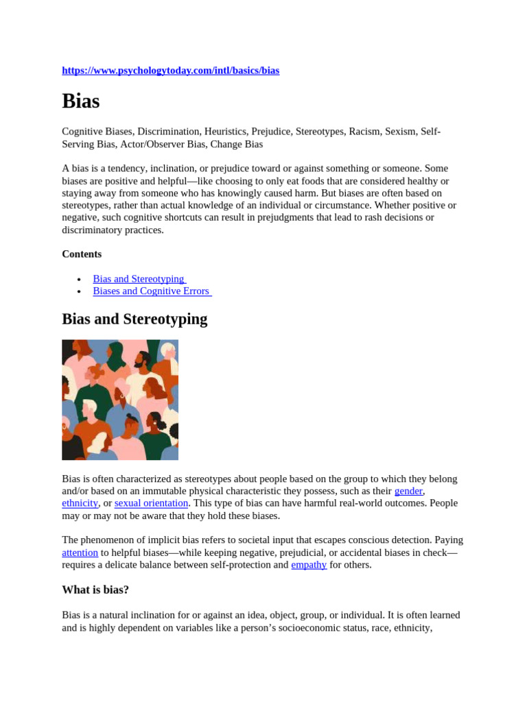 Bias, Discrimination - Psychology Today | PDF | Bias | Prejudices