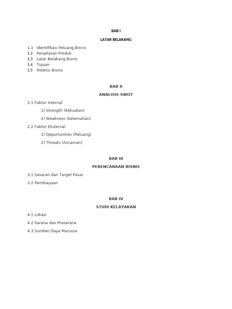 Kerangka Dasar Proposal Bisnis | PDF