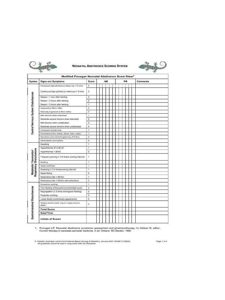 Modified Neonatal Abstinence Scoring System | PDF