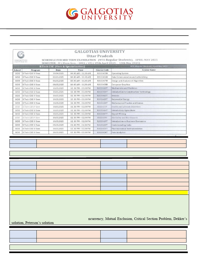 Second Year CSE Core and Specialization MTE Syllabus II Year IV Sem ...