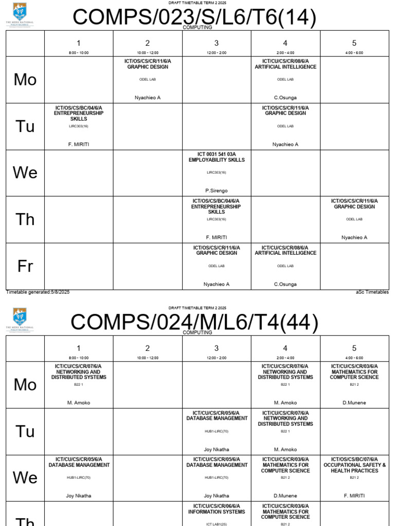 Ict Timetable Term 2 2025 Draft 2 May 8 | PDF | Computing | Computer ...