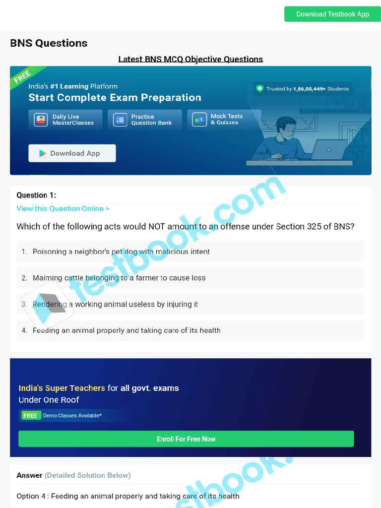 MCQ On Bns 66f68ba84d9cc6c843e1073e | PDF