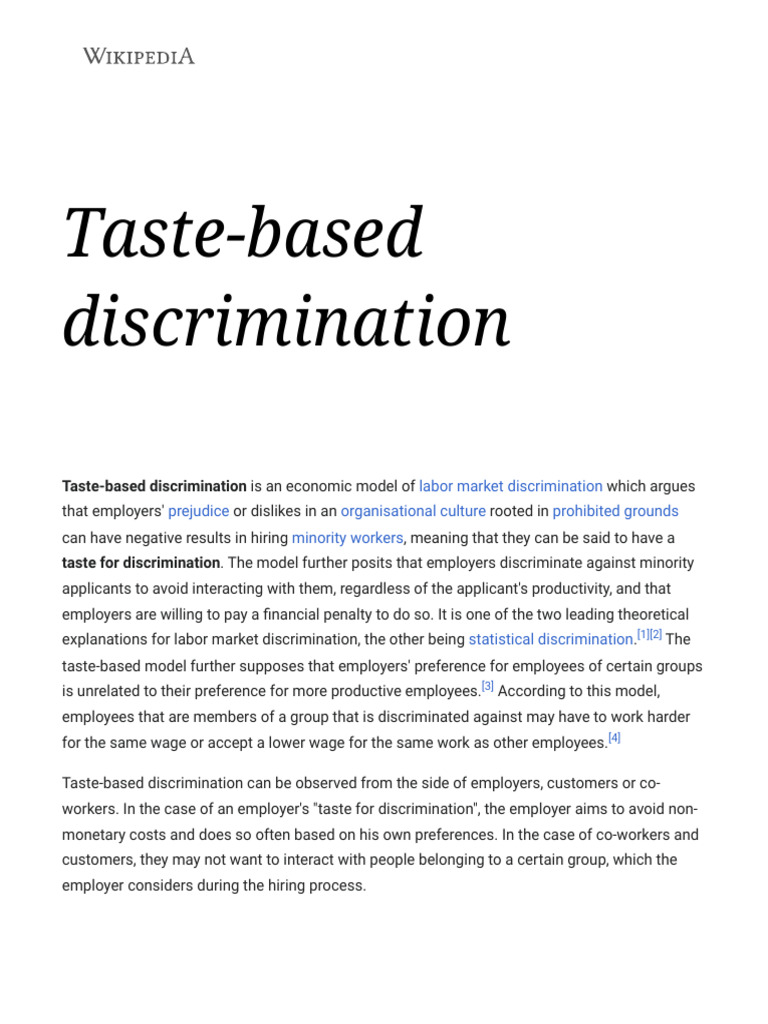 Understanding Taste-Based Discrimination | PDF | Labor | Economies