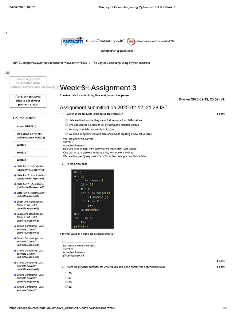 The Joy of Computing Using Python - Unit 6 - Week 3 | PDF | Control Flow | Python (Programming ...