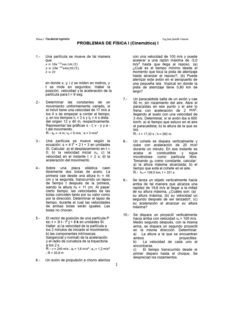 Prob-Cinemática 2024-II (I) | PDF | Velocidad | Aceleración