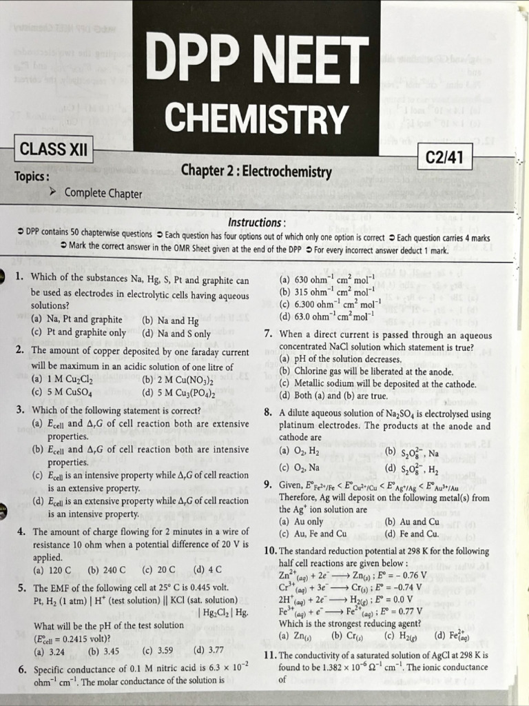 Dpp-3 Electro (Neet) | PDF