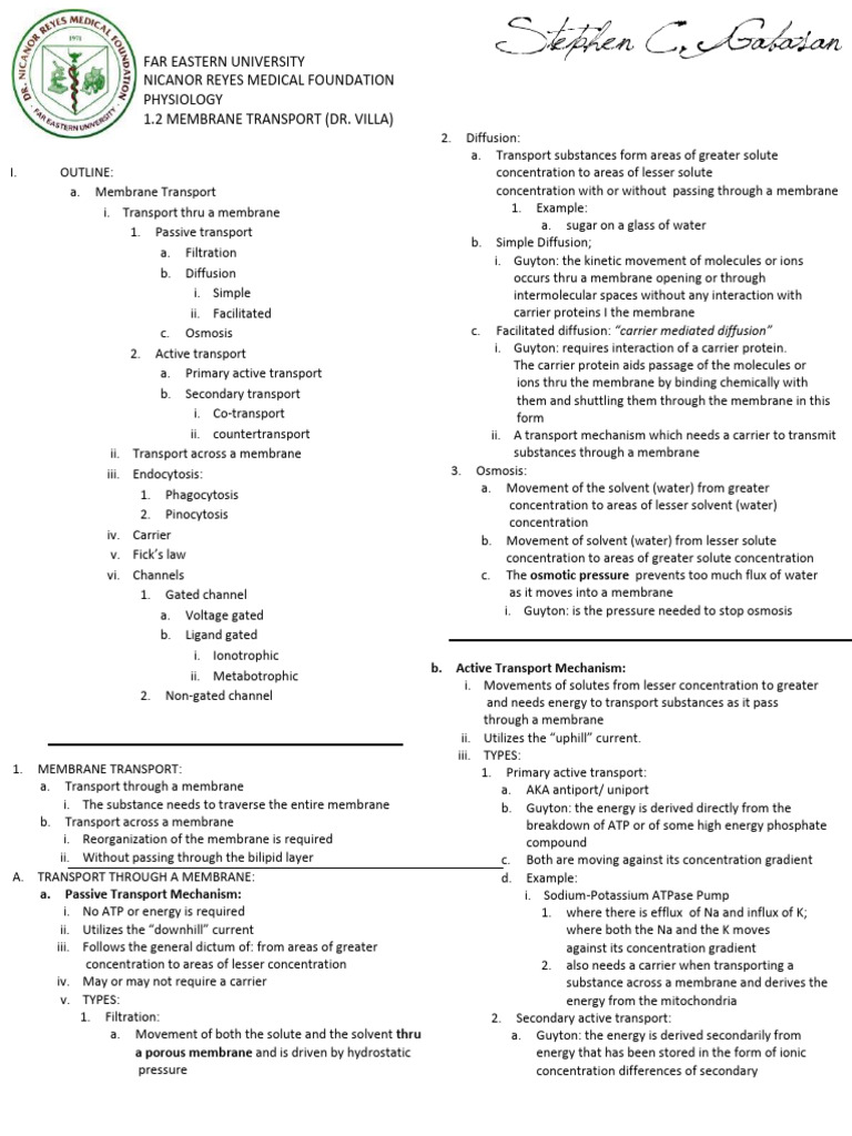 physio_1.2membranetransport | PDF | Cell Membrane | Ion Channel