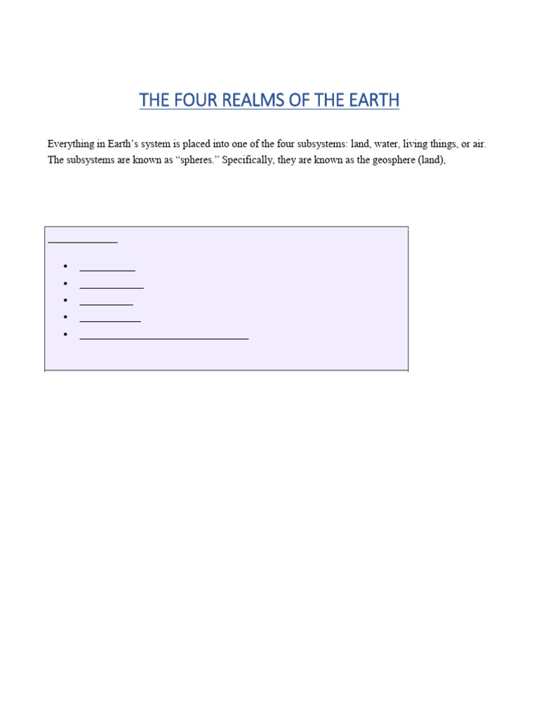 The Four Realms of The Earth | PDF | Earth Sciences | Atmosphere Of Earth