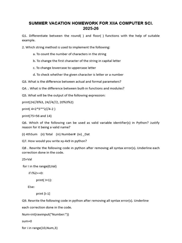 CS Summer Vacation HW2023 | PDF | Python (Programming Language ...