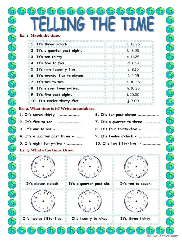 Telling The Time - Handout 1 | PDF
