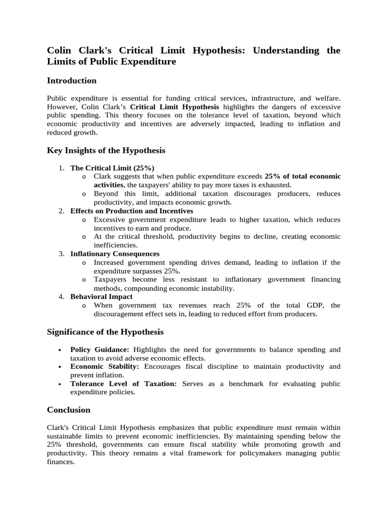 Colin Clark's Critical Limit Hypothesis | PDF