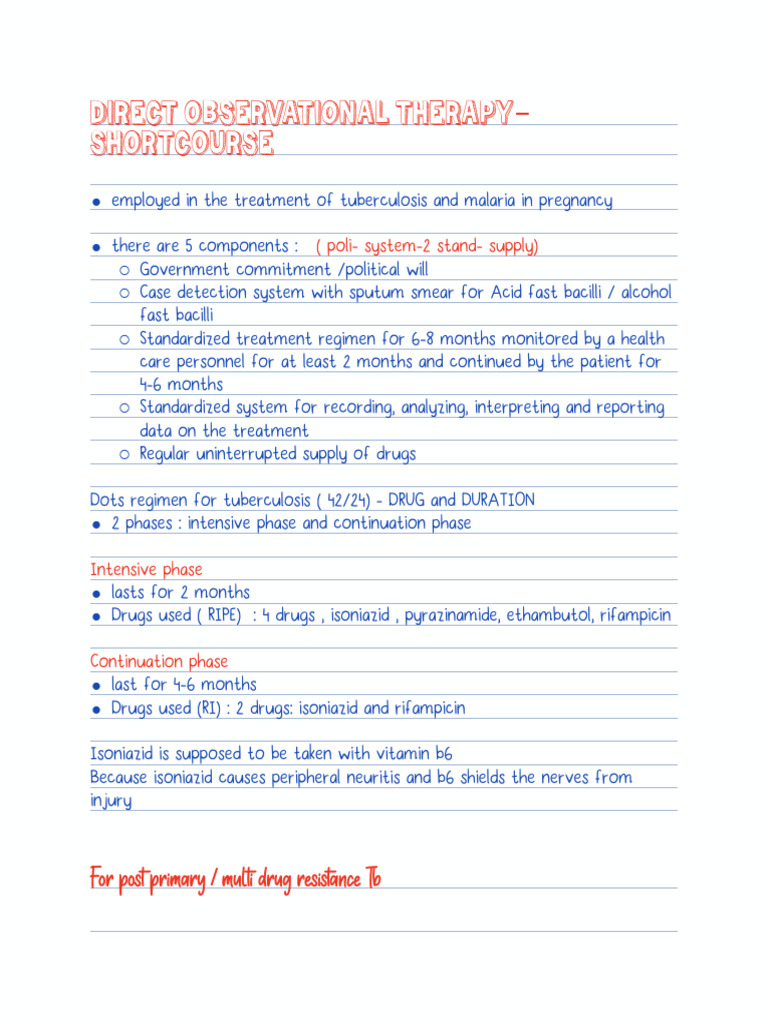 DOTS - Direct Observation Therapy Short Course | PDF