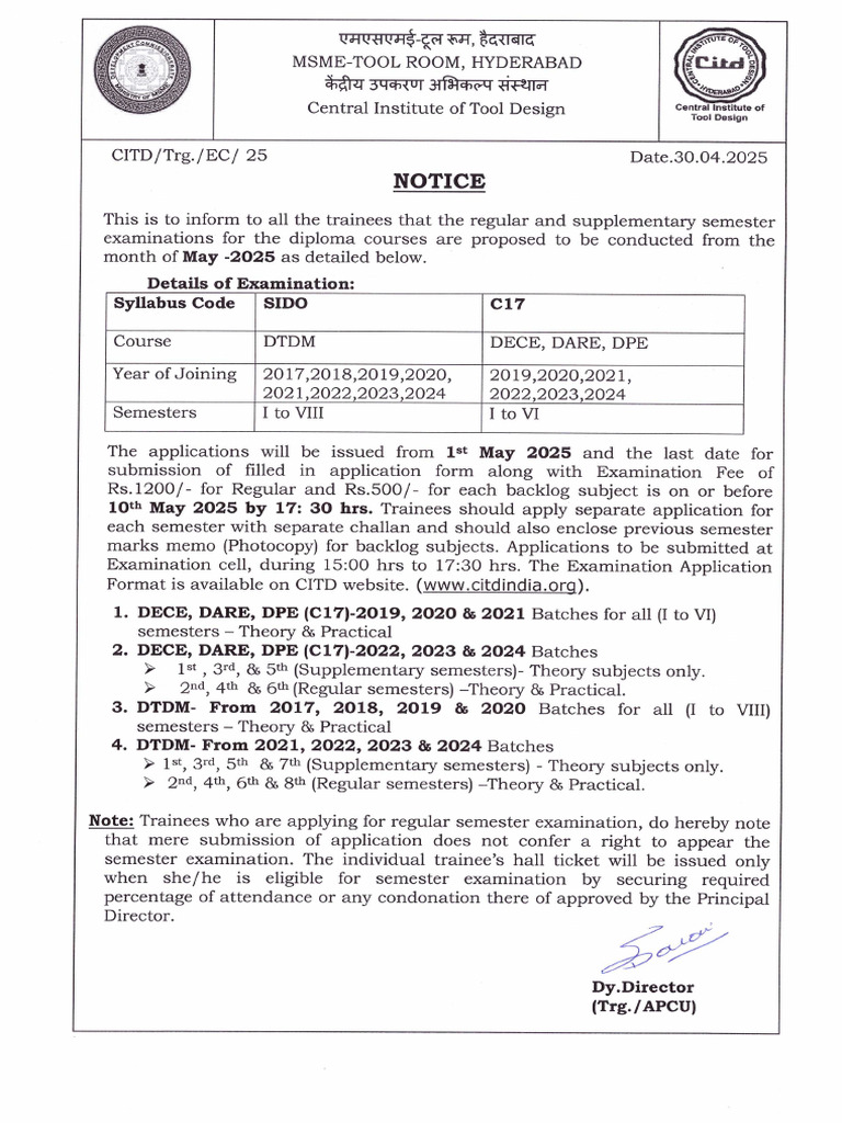Diploma Semester Examination Notice - June - 2025 - 250430 - 161125 | PDF