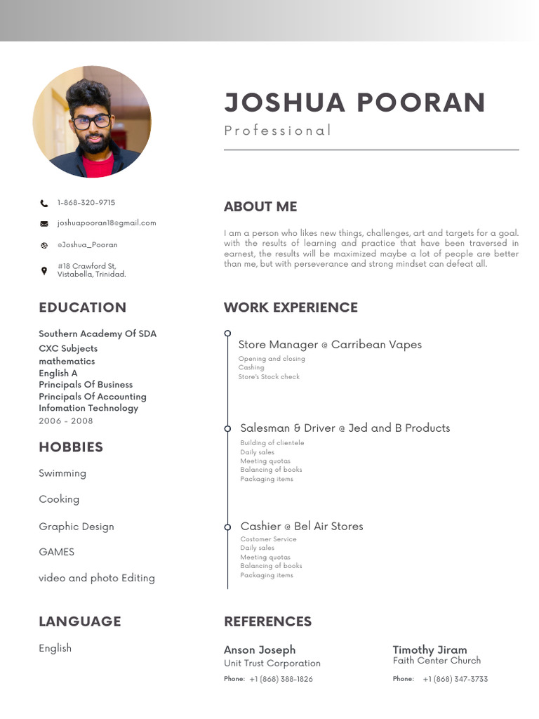 Joshua’s Cv | PDF