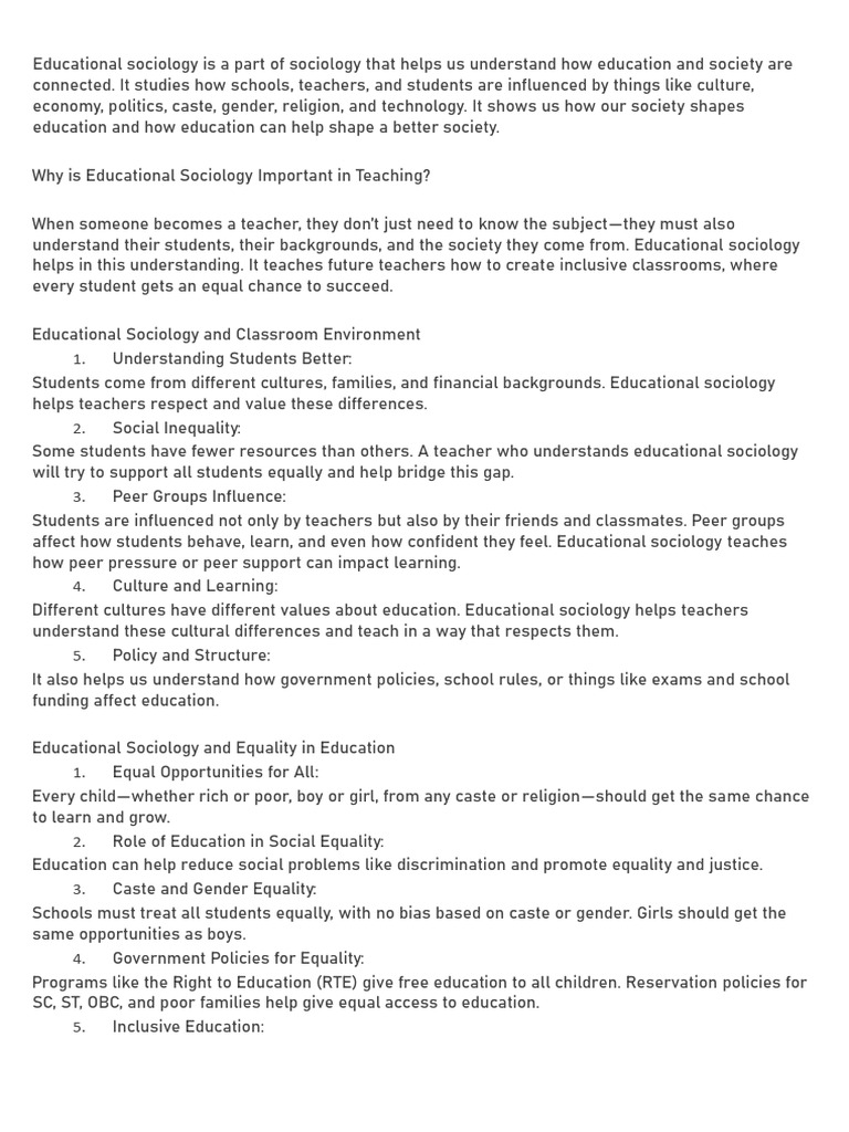 Educational Sociology Understanding Education Through Society | PDF ...