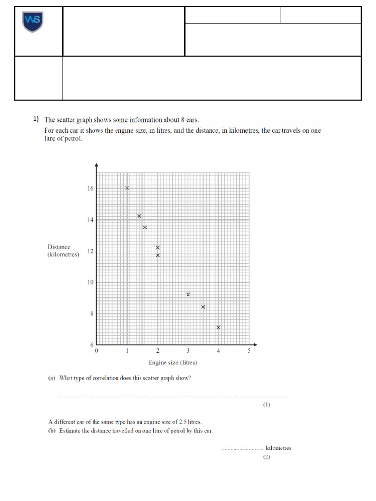 Y9 Maths Scatter Diagram | PDF