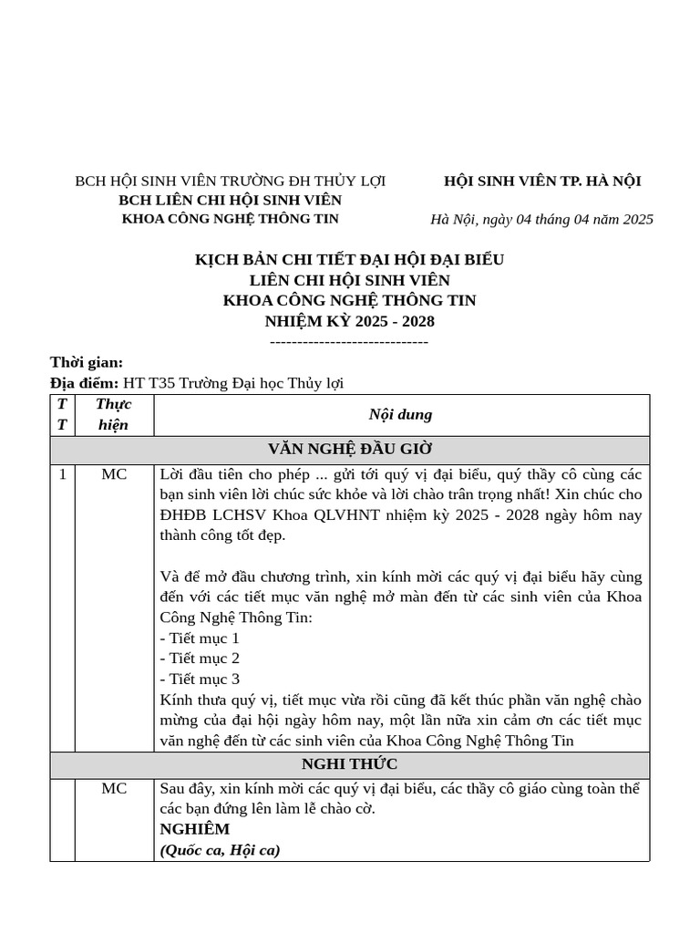 KỊCH BẢN ĐH LCH | PDF