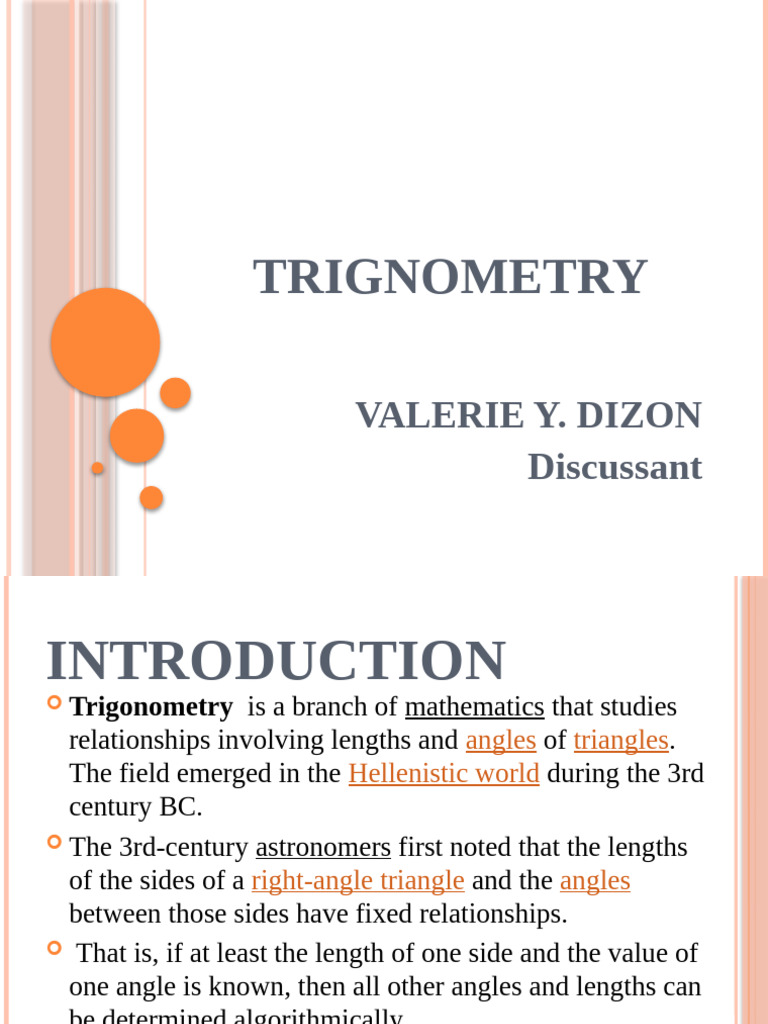 Trignometry - Valerie Y. Dizon - Monaliza C. Lagmay | PDF | Trigonometry | Trigonometric Functions