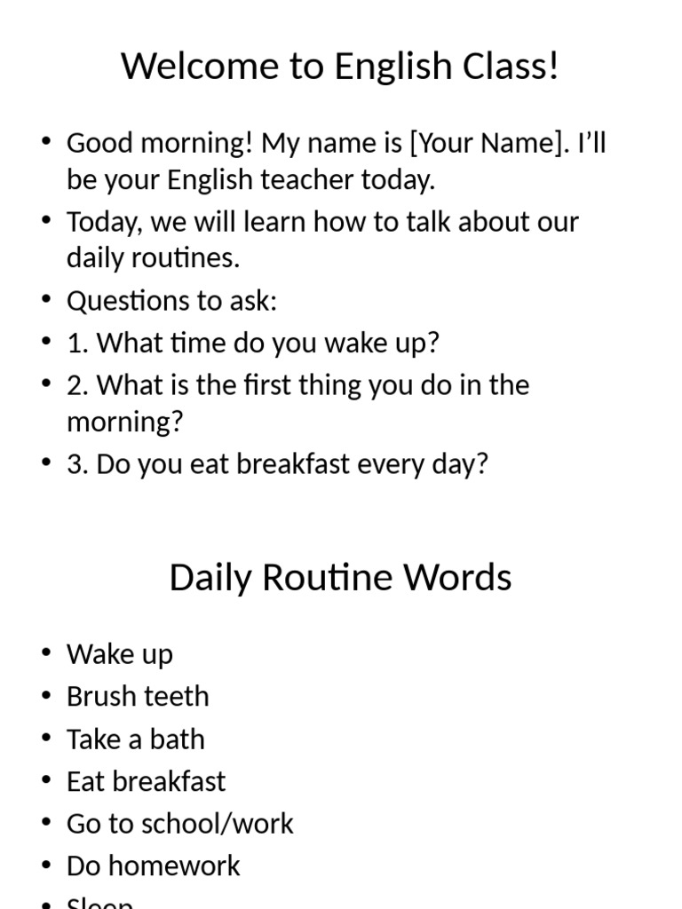 English Demo Lesson Daily Routines | PDF