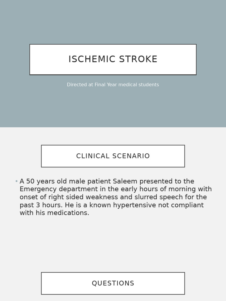 Ischemic Stroke Presentation | PDF | Stroke | Ischemia