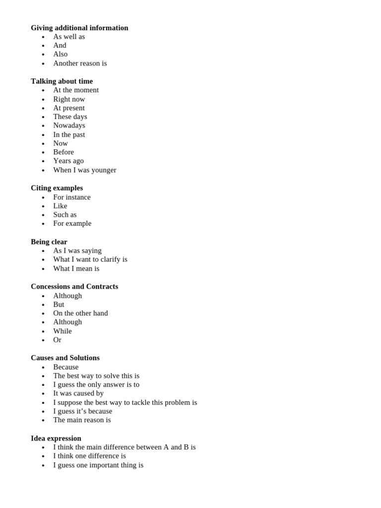 Linking Words For Speaking | PDF