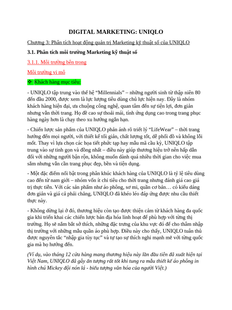 DIGITAL MARKETING UNIQLO | PDF