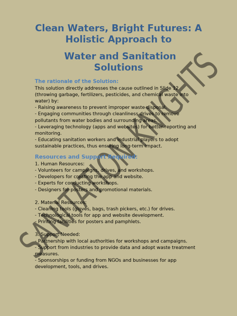 Clean Waters Bright Futures | PDF | Sanitation | Waste