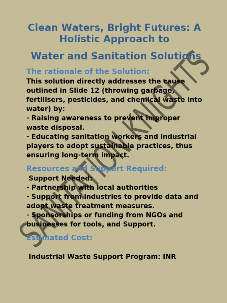 Sanitation Knights Suggested Solutions Sdg-6 Clean Water and Sanitation ...