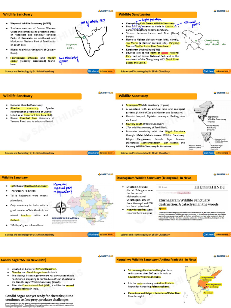 Overview of Indian Wildlife Sanctuaries | PDF | Tiger | Ecology