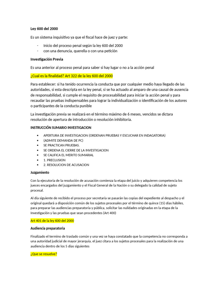 Proceso Penal según Ley 600 de 2000 | PDF | Queja | Ley común