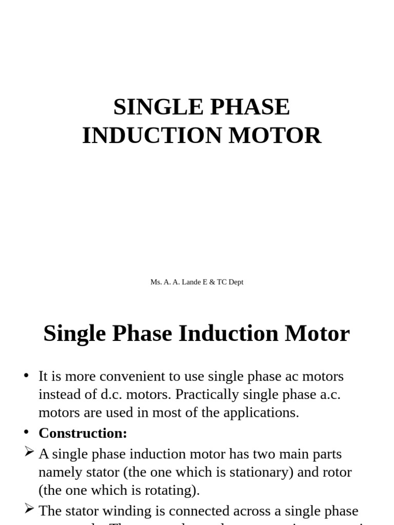 1phase Induction Motor | PDF | Electric Motor | Electromagnetic Induction