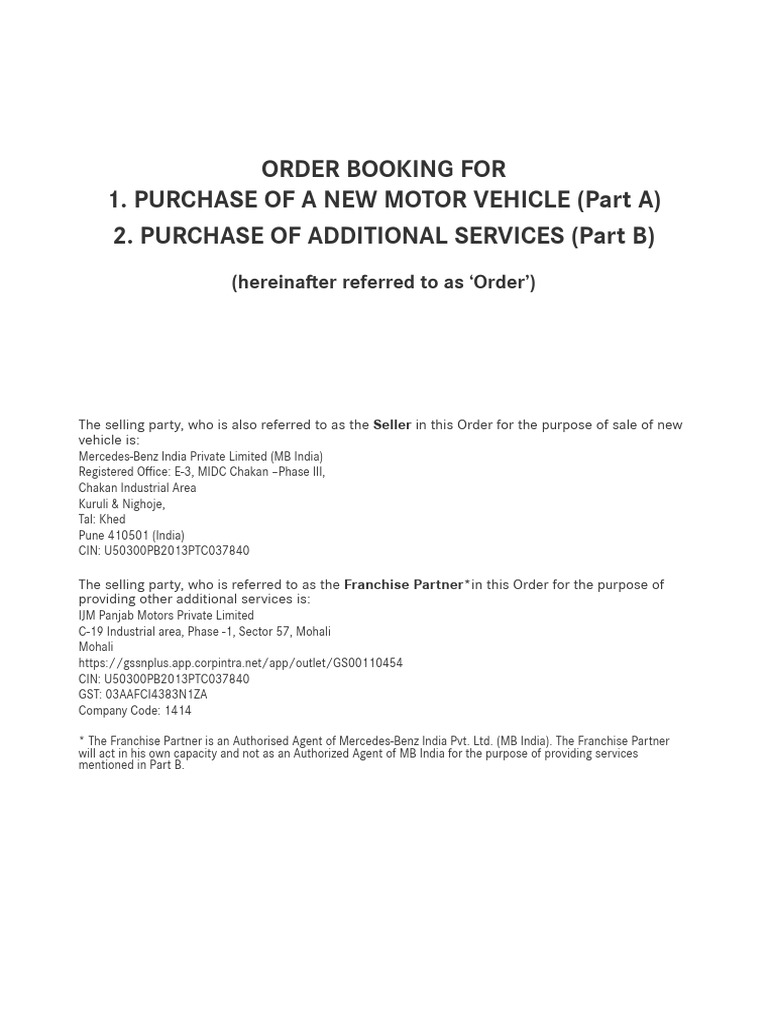 Order Booking Form of Abhinav Futuristics Private Limited | PDF | Taxes ...