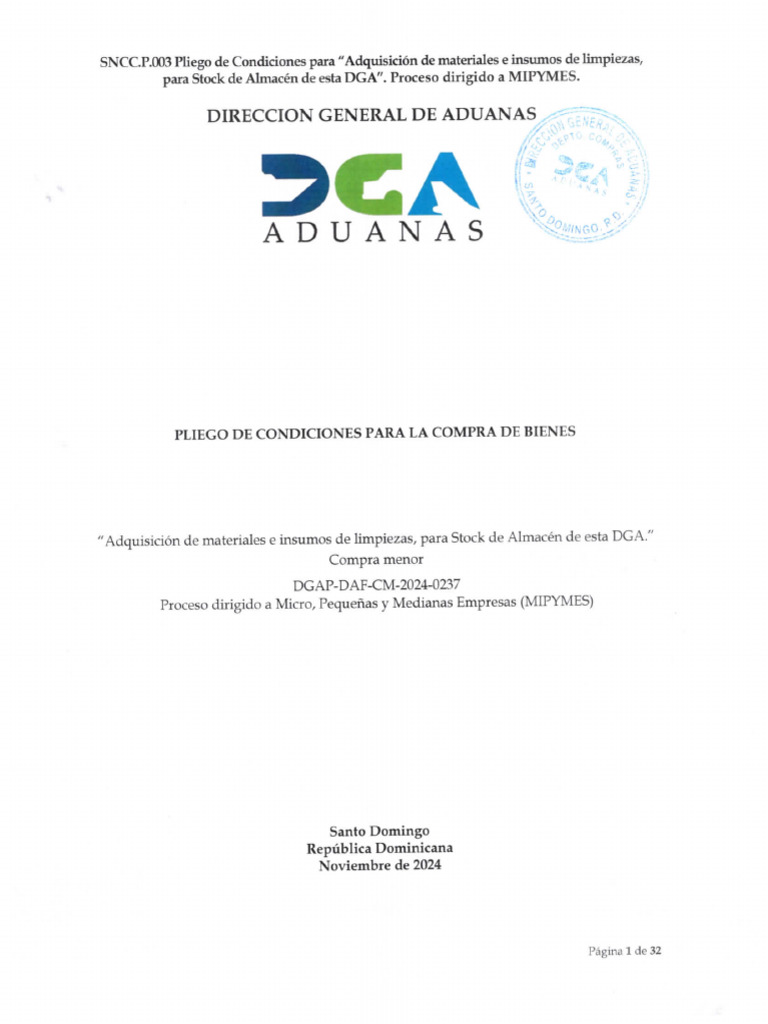 DGAP DAF CM 2024 0237 Pliego de Condiciones | PDF
