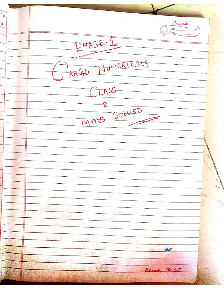 2012-2017 Ashok Dixit Caro Numricals MMD Solved & Massa Class Phase 1 | PDF