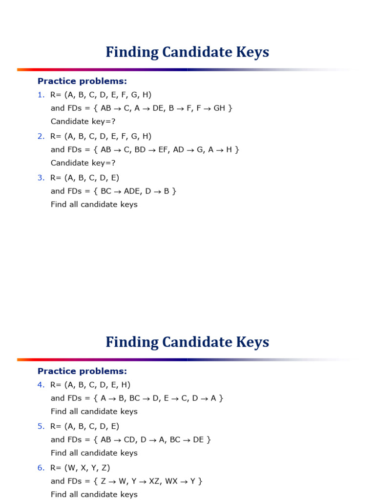 Problems On Finding Candidate Keys | PDF