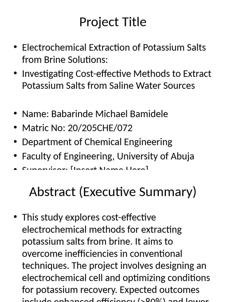 Cost-effective Potassium Extraction Methods | PDF | Electricity ...