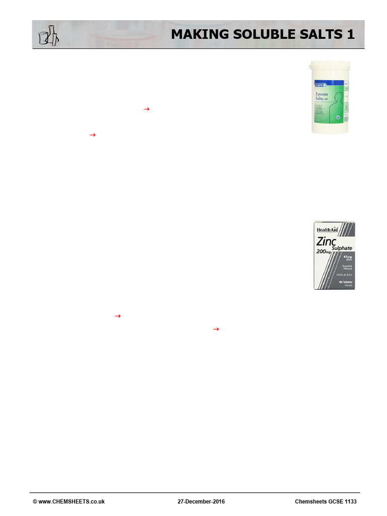 Chemsheets GCSE 1133 (Making Soluble Salts 1) ANS | PDF | Zinc | Magnesium