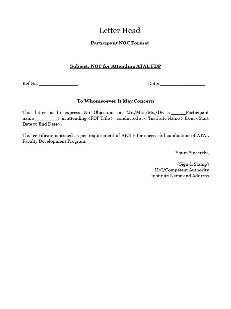 Participant Consent Letter Format 2025-26 | PDF