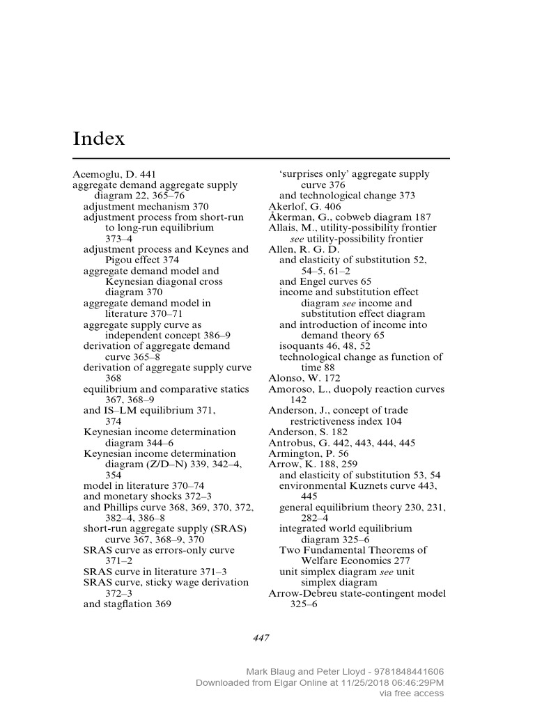 (9781848441606 - Famous Figures and Diagrams in Economics) Index | PDF ...