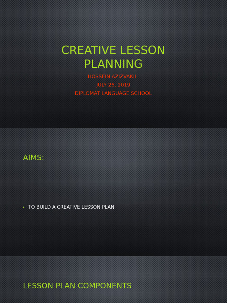 Creative Lessen Planning | PDF