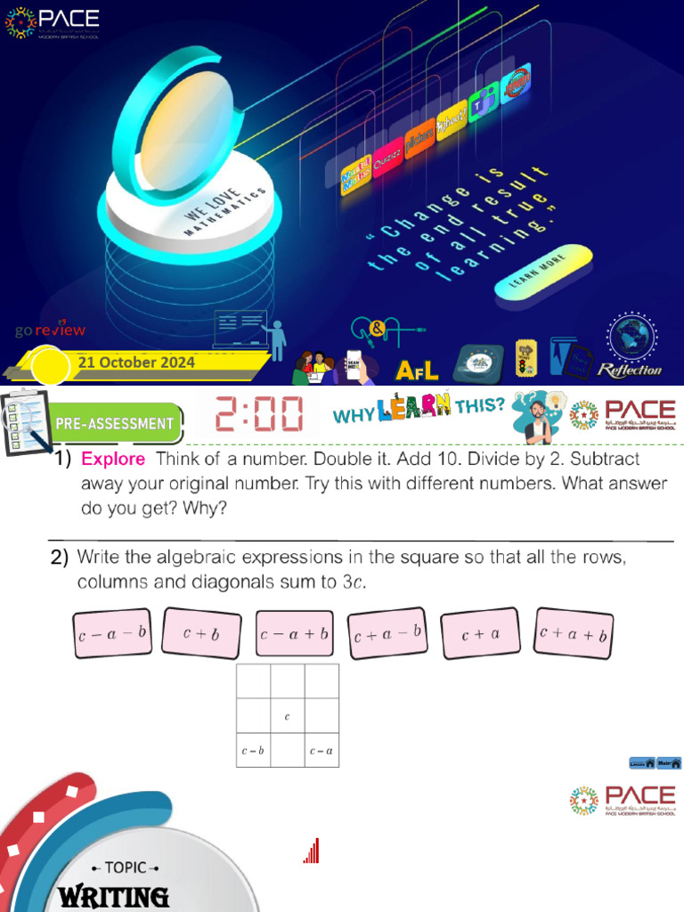 Writing Algebraic Expressions Guide | PDF | Algebra | Mathematics