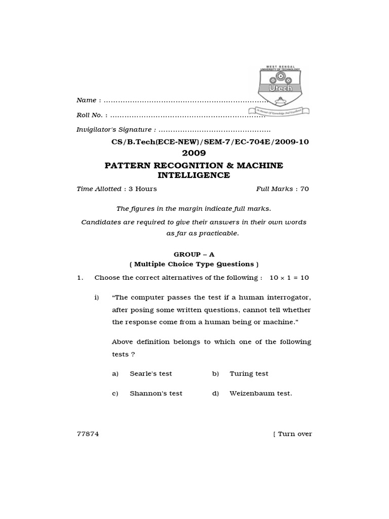 btech-ece-7-sem-pattern-recognition-and-machine-intelligence-2009 | PDF ...