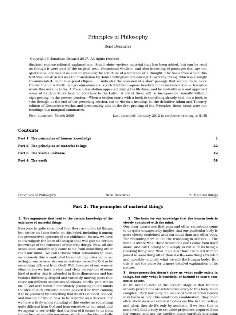 Descartes - Principles of Philosophy 2 | PDF | Matter | Substance Theory