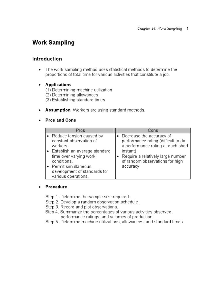 Chapter 14 - Work Sampling | Download Free PDF | Sample Size ...