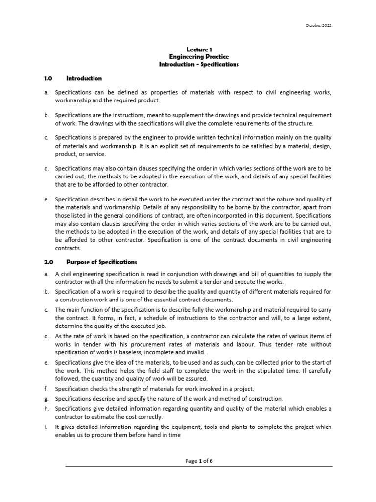 Civil Engineering Specifications Overview | PDF | Specification ...