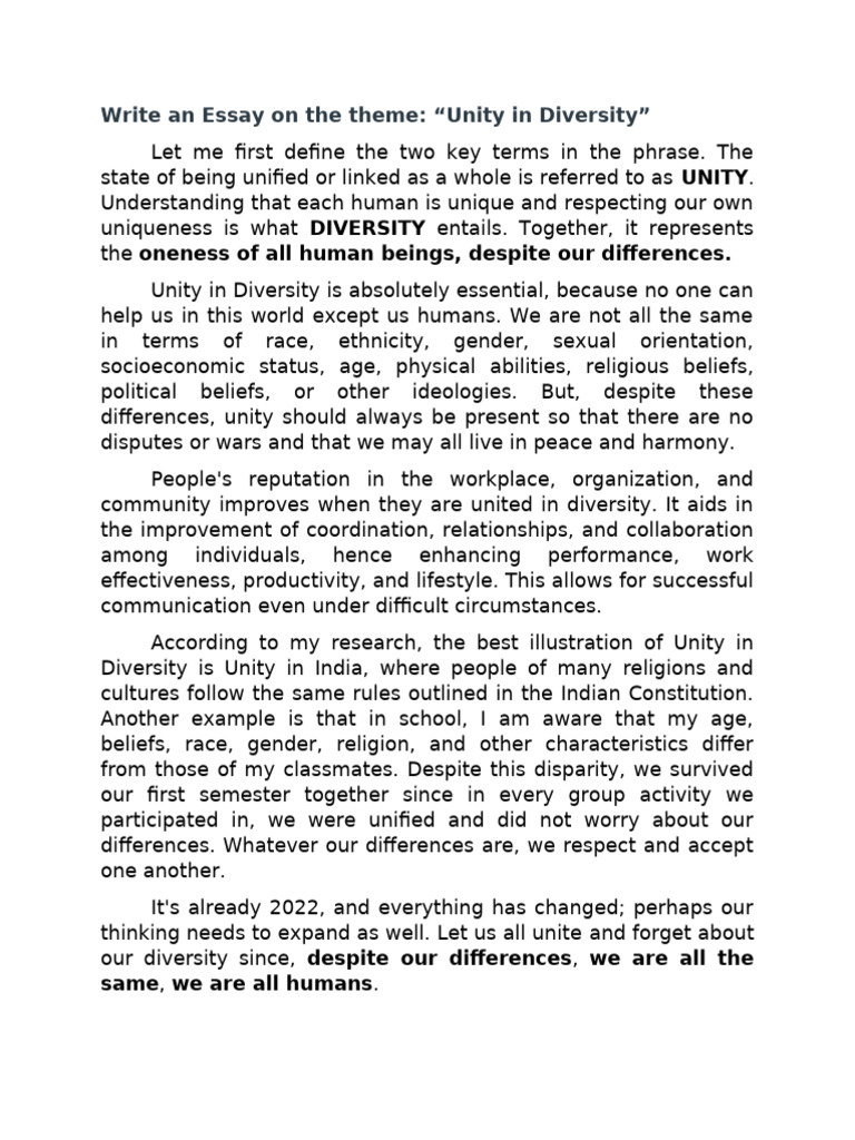 Unity in Diversity | PDF