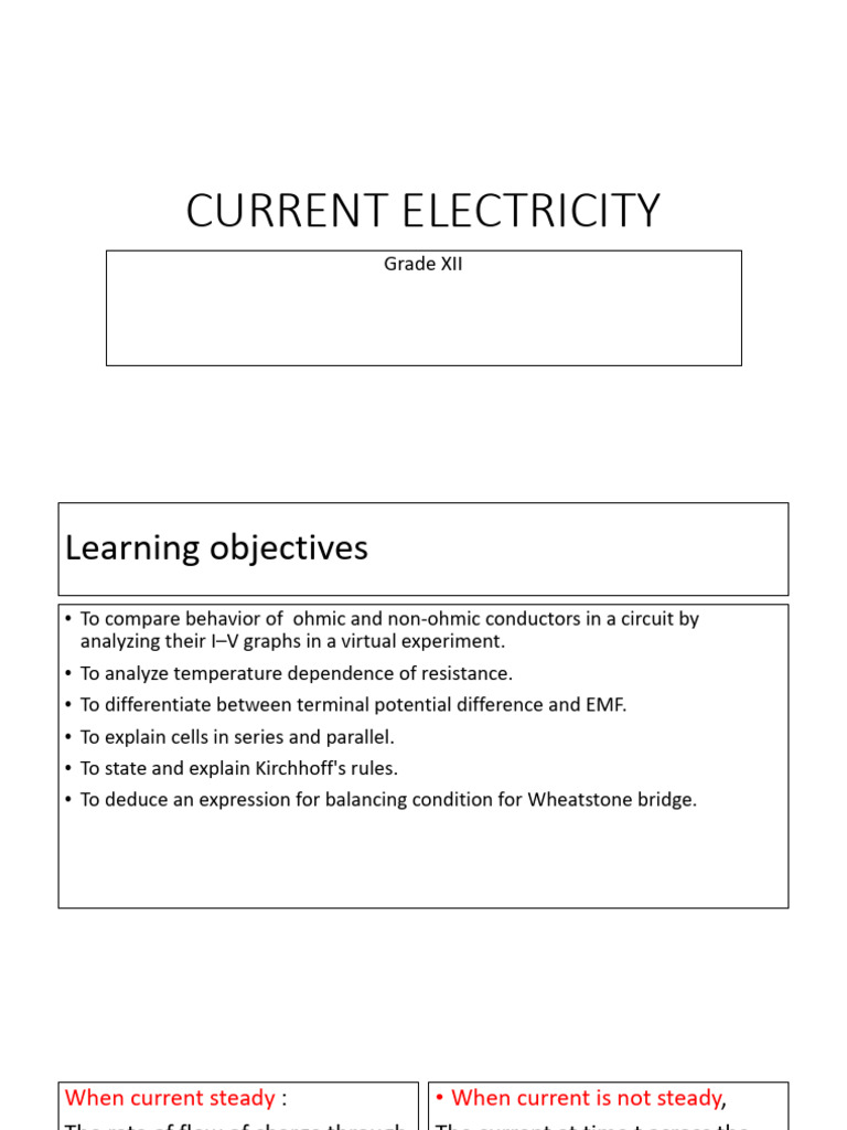 CURRENT ELECTRICITY Notes | PDF | Electrical Resistivity And ...