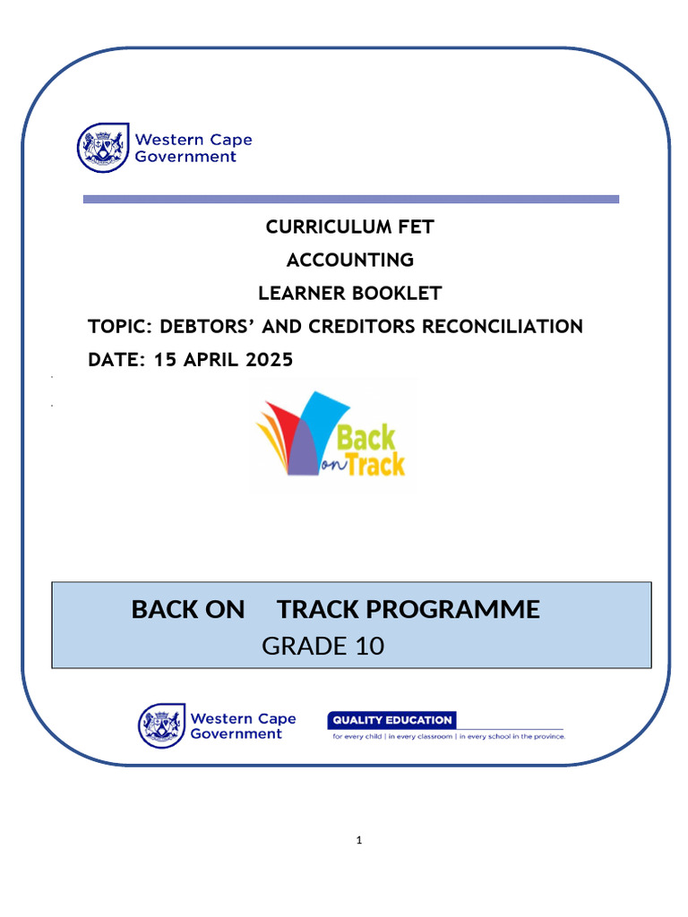 GR 10 LEARNER BOOKLET 15 APRIL 2025 FINAL | PDF | Debits And Credits ...